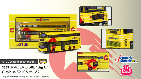 1/120 Citybus Volvo B8L 12m ("Big C" Retro Livery) - 52108 rt.182 ...